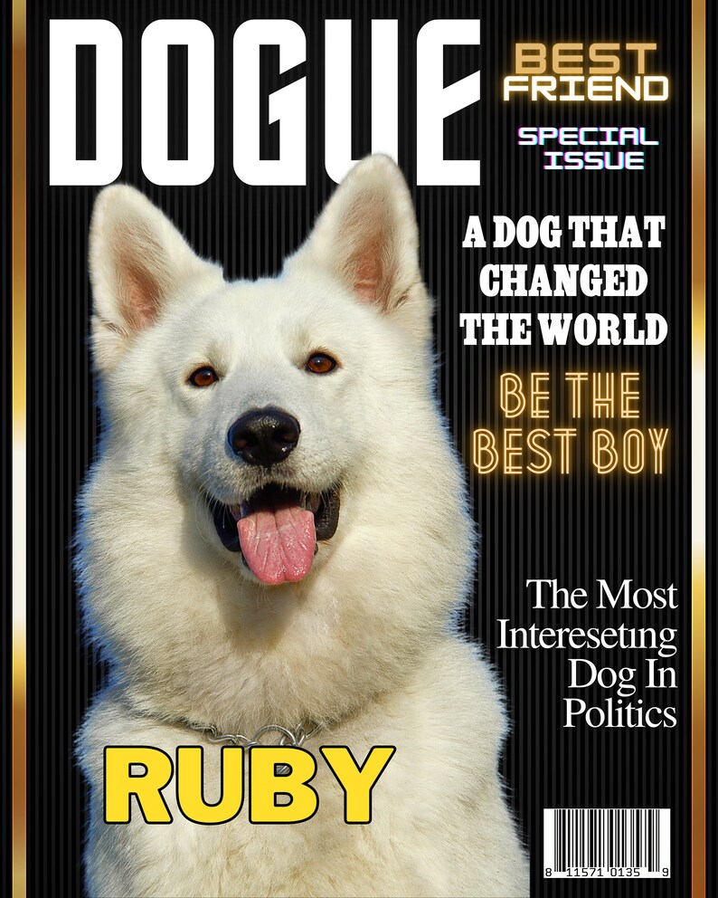 Custom Dogue Magazine Cover, Personalized Pet Portrait Digital File Dog ...