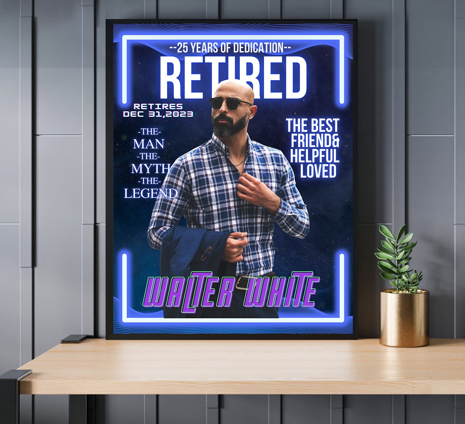 Custom Retirement Poster, Personalized Retired Magazine Cover Thema ...