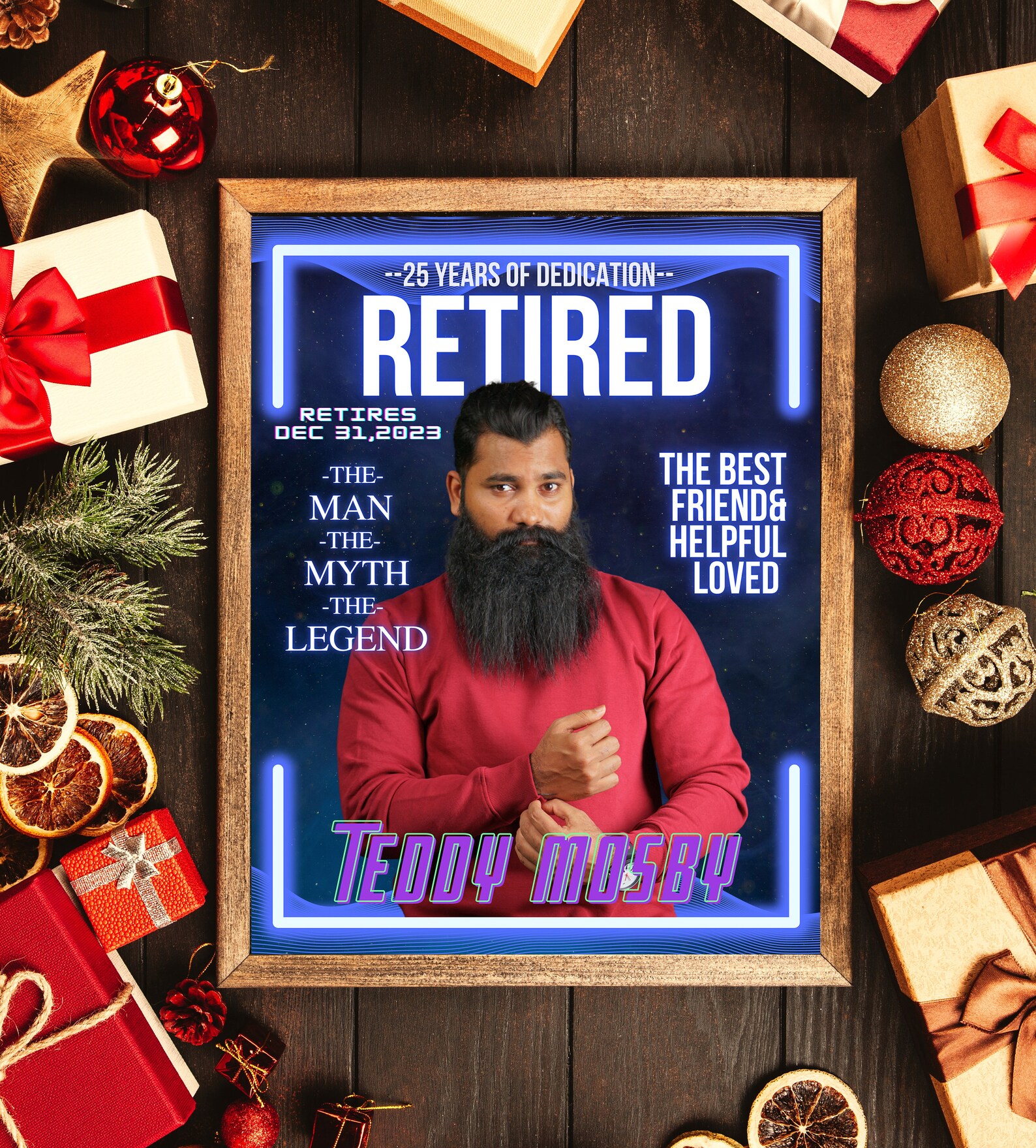 Custom Retirement Poster, Personalized Retired Magazine Cover Thema ...