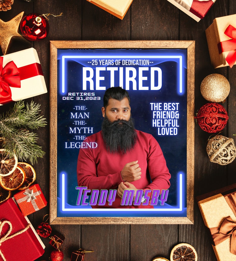 Custom Retirement Poster, Personalized Retired Magazine Cover Thema ...