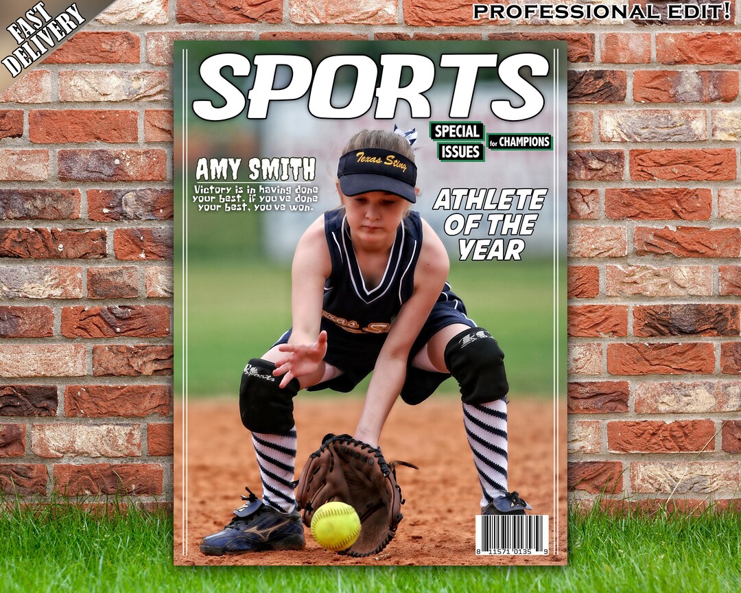 Personalized Kids SPORTS Magazine Cover Gift Athlete of the - Etsy