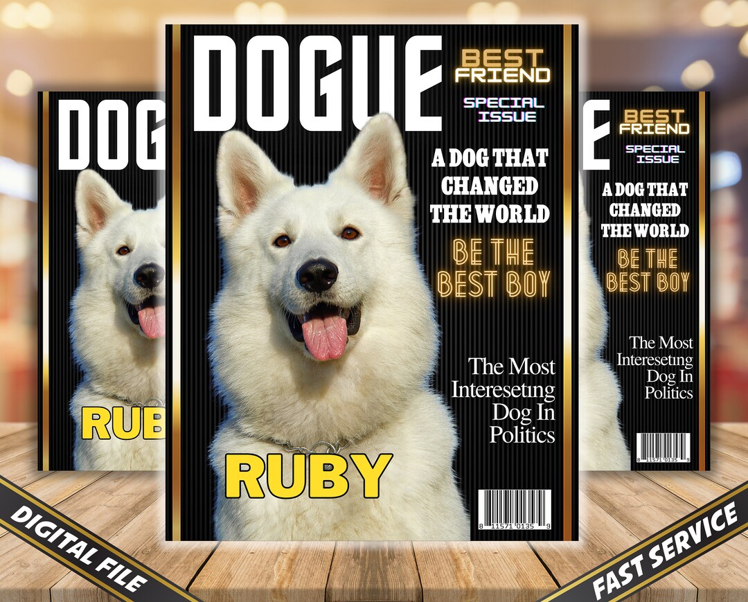 Custom Dogue Magazine Cover, Personalized Pet Portrait Digital File Dog ...