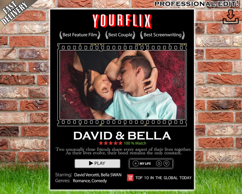 Template Canva Movie Poster Filmstrip Fully Editable Gift for Couples ...