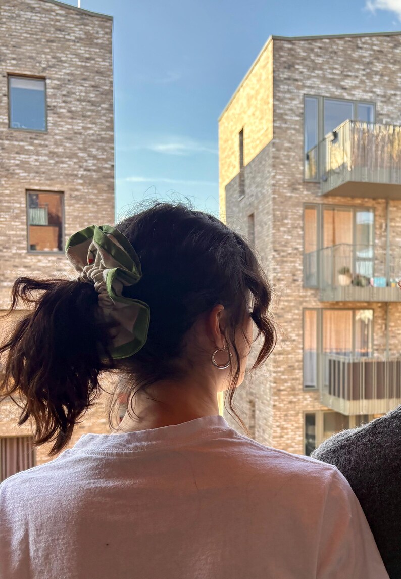 Oversized Olive Embroidered Hair Scrunchie - Available in 2 Sizes. - Etsy