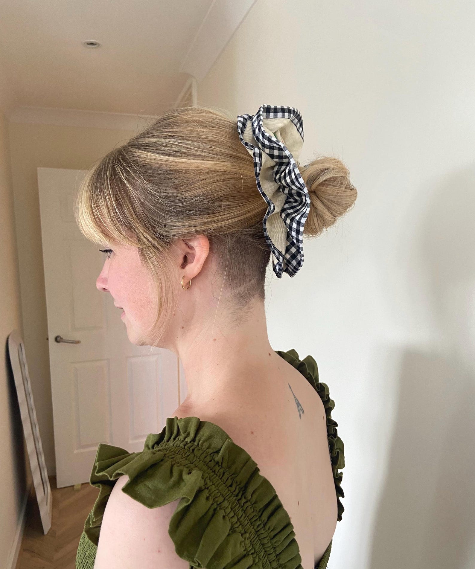 Oversized Olive Embroidered Hair Scrunchie - Available in 2 Sizes. - Etsy