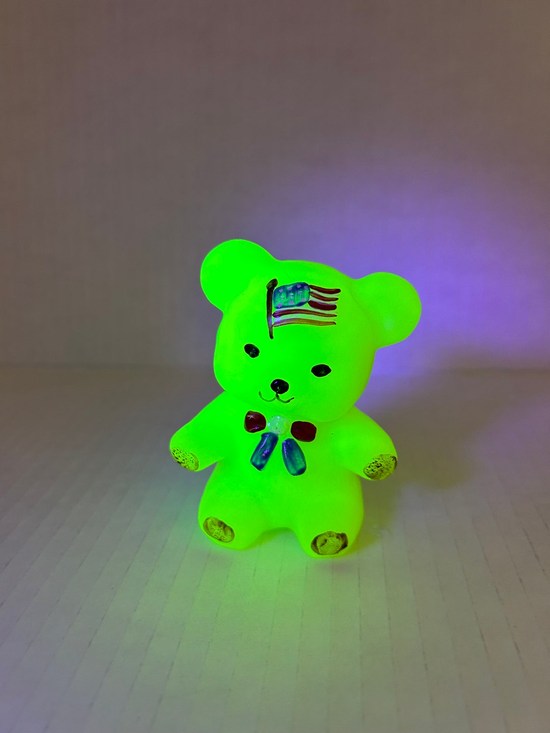 Boyd Glass Fuzzy the Bear Uranium Hand Painted 4th of July - Etsy