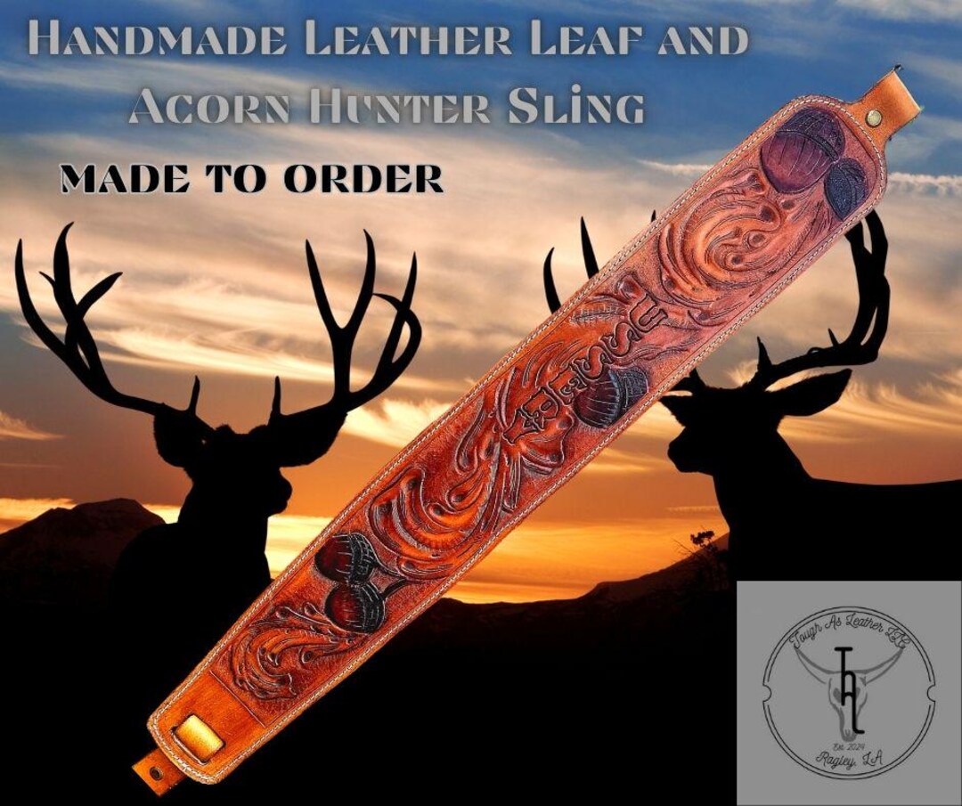 Handmade Leather Leaf & Acorn Hunter Sling - Etsy