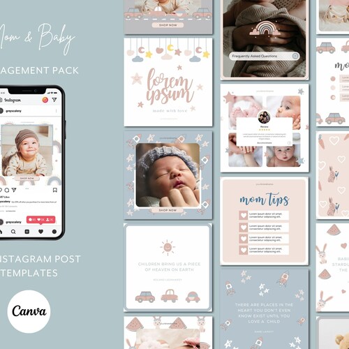 50 Baby Boutique Mom Baby Blogger Instagram Post Templates - Etsy