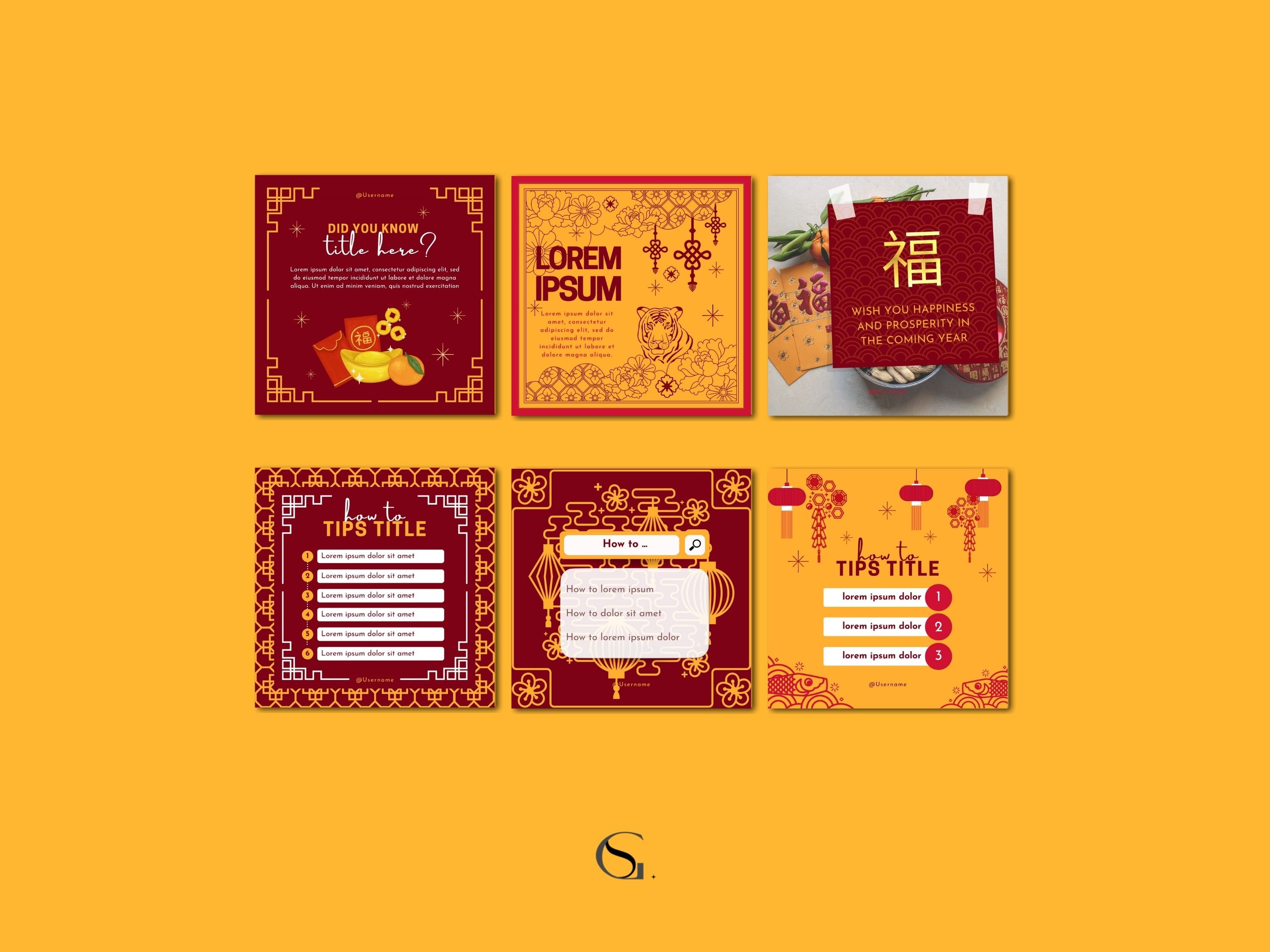 30 Chinese New Year Instagram Post Templates Year of the - Etsy