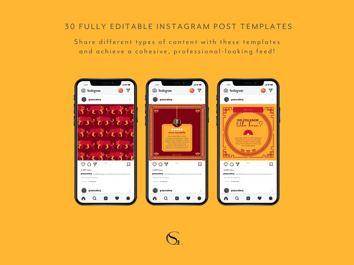 30 Chinese New Year Instagram Post Templates Year of the - Etsy
