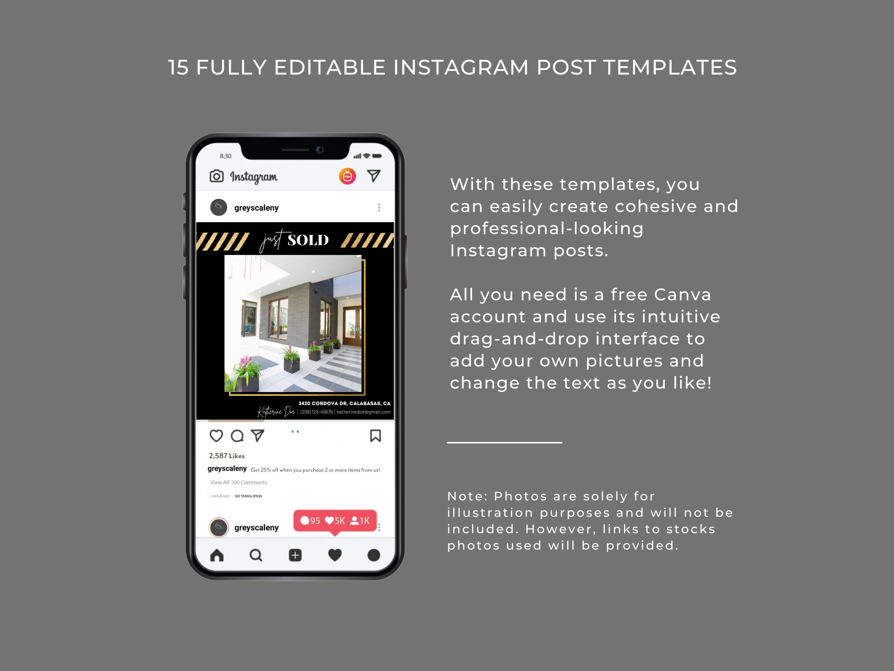 15 Just Sold Real Estate Instagram Post Template Real Estate Marketing ...