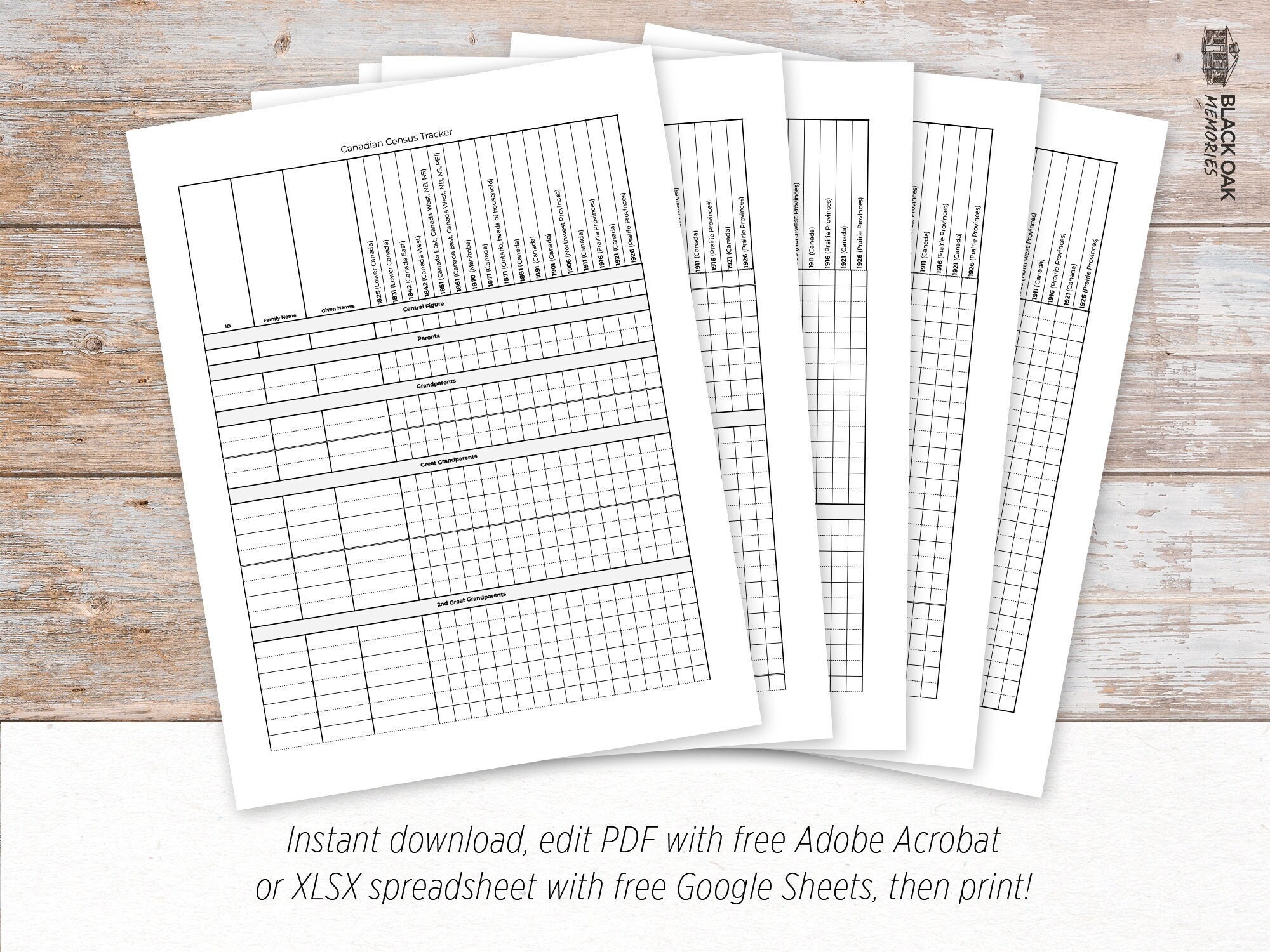 Family Tree Canada Census Tracker Digital Printable PDF and - Etsy
