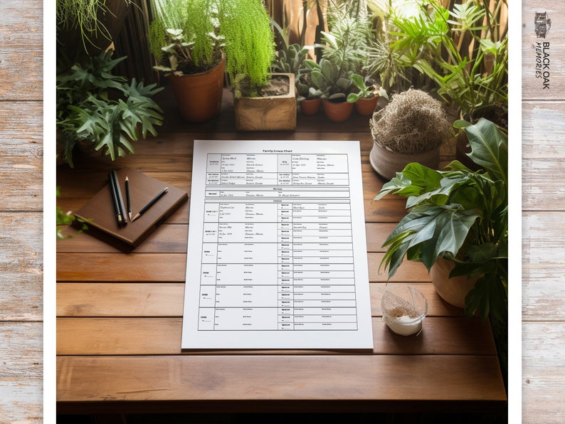 Family Group Chart - Digital, Printable, Fillable PDF and XLSX ...