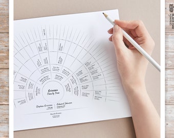 Family Tree Fan Template 6 Generations Digital, Printable Family Tree ...