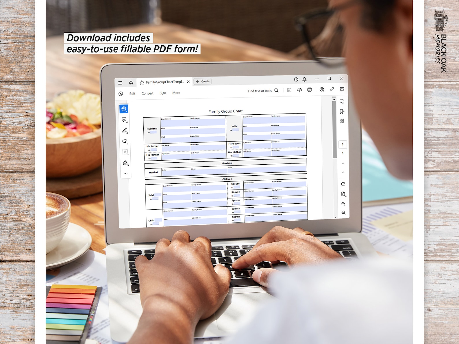 Family Group Chart - Digital, Printable, Fillable PDF and XLSX ...