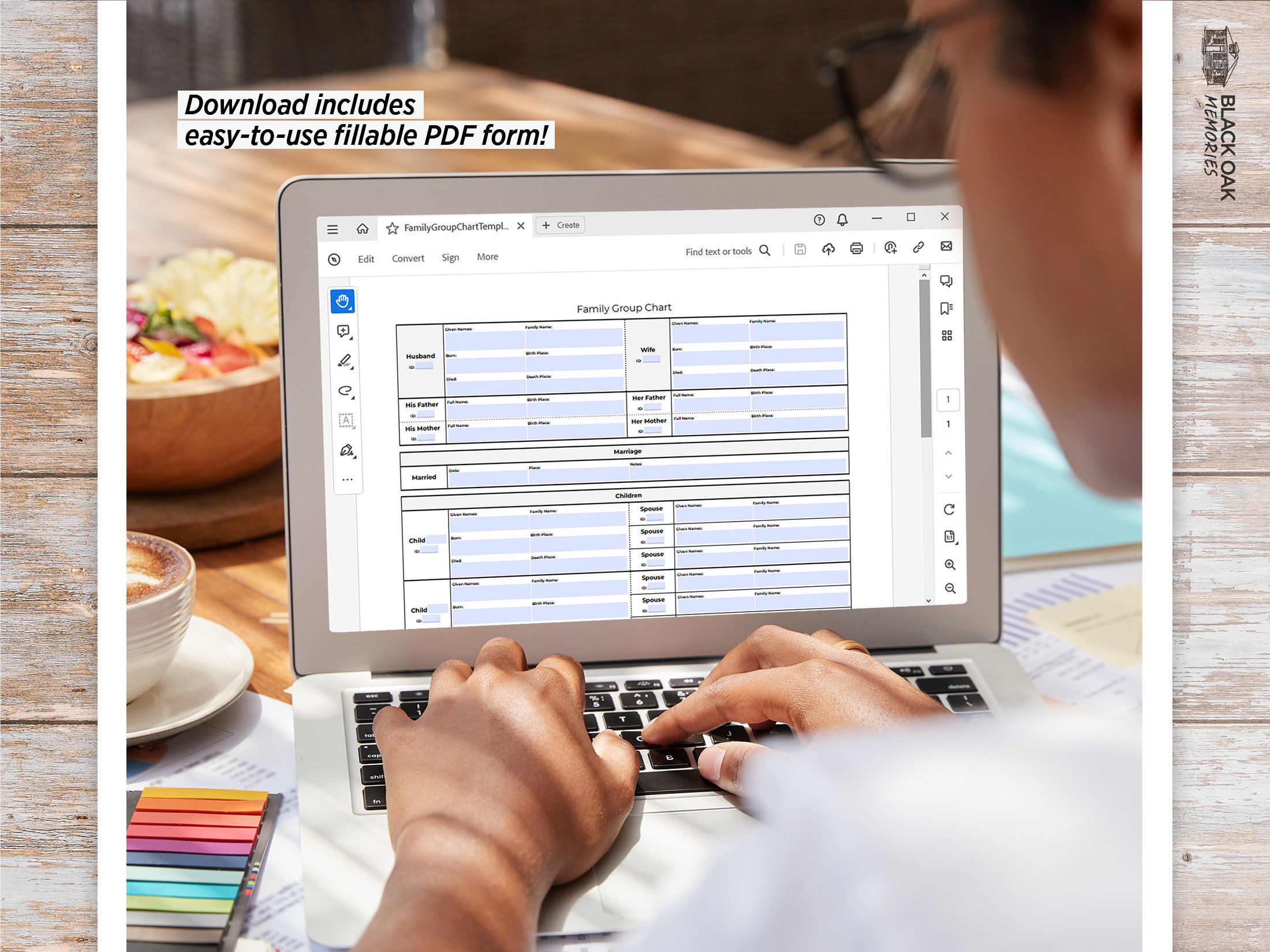 Family Group Chart - Digital, Printable, Fillable PDF and XLSX ...