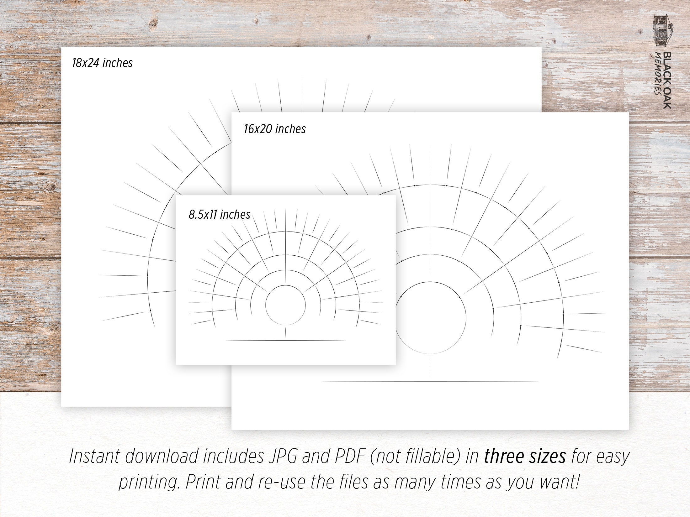 Family Tree Fan Template - 6 Generations - Digital, Printable Family ...