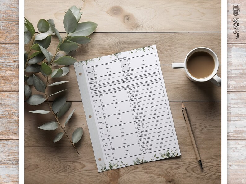 Floral Family Group Chart - Digital, Printable, Fillable PDF and XLSX ...