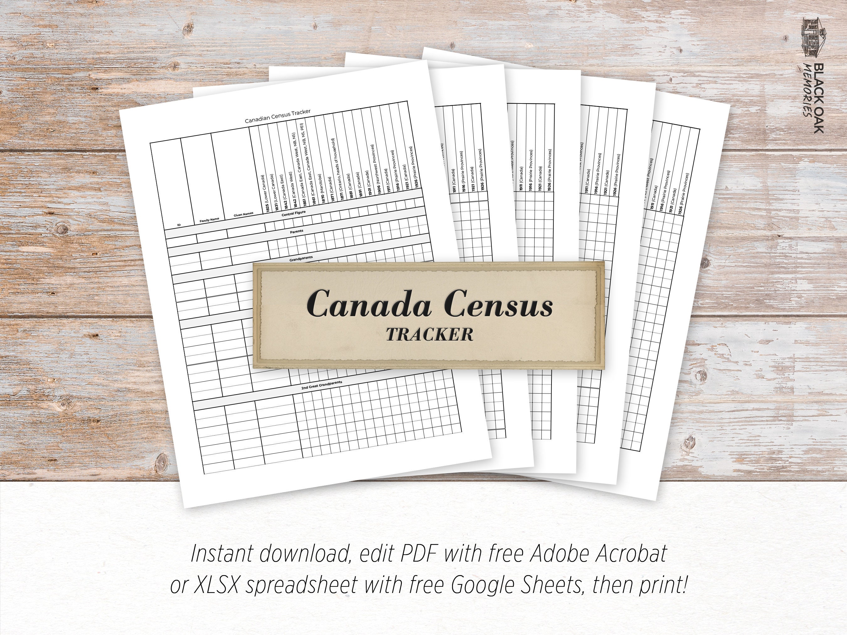 Family Tree Canada Census Tracker - Digital, Printable PDF and XLSX ...