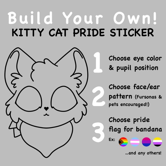 MAKE YOUR OWN Customizable Pride Cat Sticker Pride Cats - Etsy