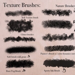 16 Set Digital Painting TEXTURE BRUSH PACK (photoshop, Digital Art ...