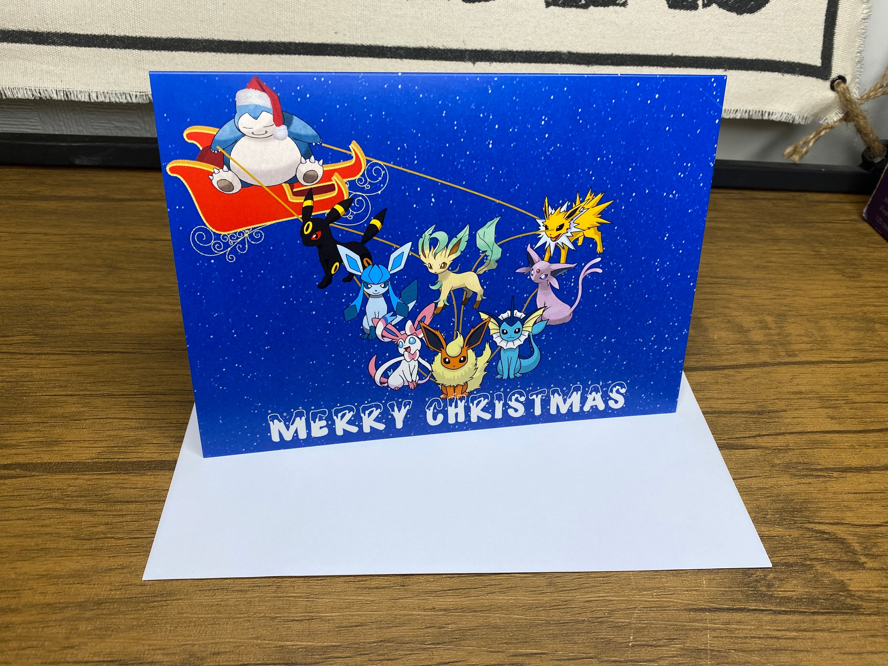 Pokemon Eevee Evolution Reindeer Snorlax Santa Christmas Card - Etsy UK