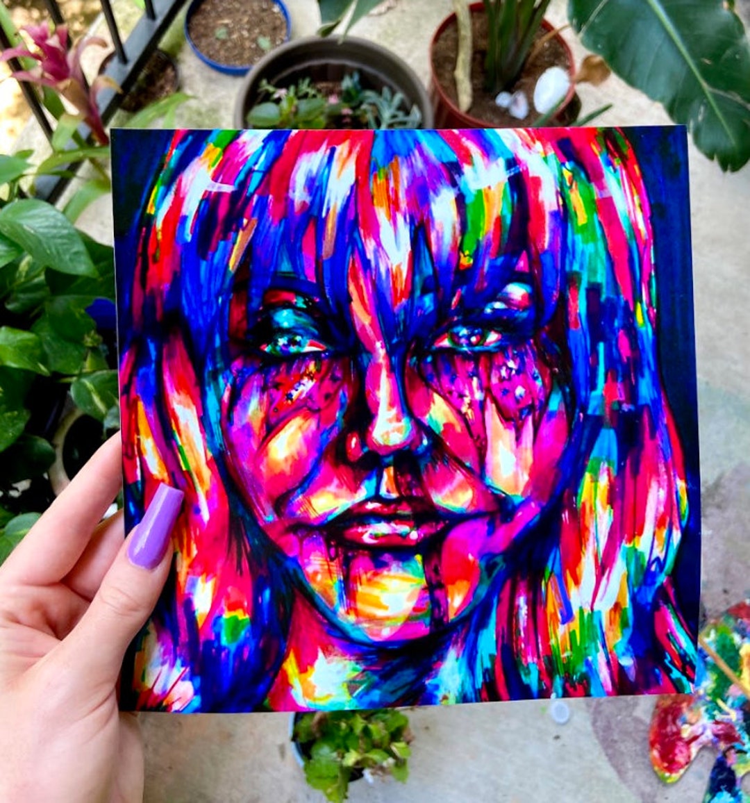Psychedelic Trippy Rainbow Galaxy Star Girl 8x8 Art Print - Etsy