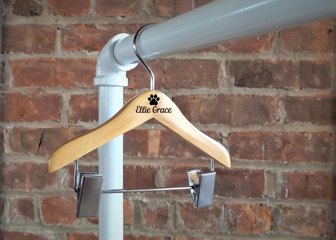 X-small Personalized Dog Hangers – Custom Engraved Wooden Pet Clothing ...