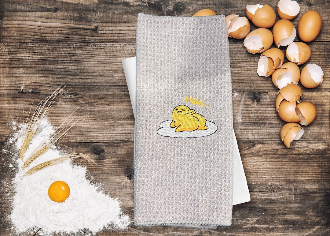 Thicc Egg Delight Waffle Knit Hand Towel With Funny Embroidery ...