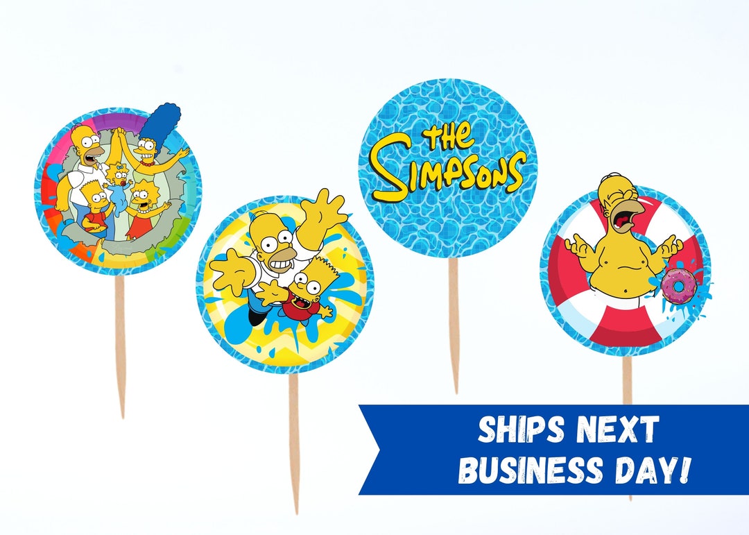 Simpsons Waterpark Adventure Cupcake Toppers Splashy Fun for Your Party ...