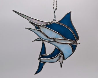 Beveled Marlin Stained Glass Panel - Etsy