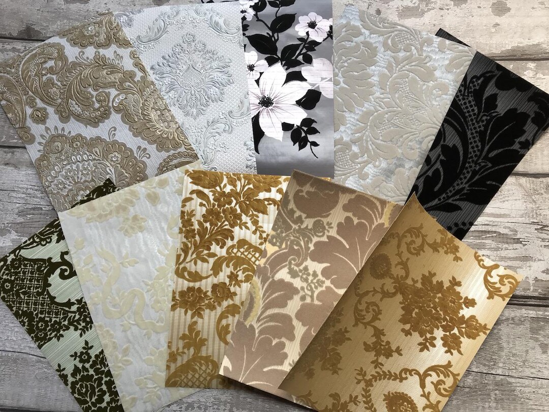 Vintage Flocked and Embossed Wallpaper Pack // 10 A4 Sheets - Etsy