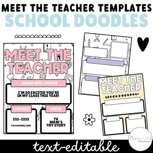 School Doodles Meet the Teacher Templates | EDITABLE | Calm Pastel ...