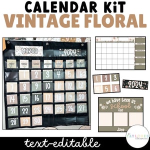 Vintage Floral Classroom Calendar Kit | EDITABLE | Vintage Classroom ...