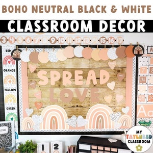 Boho Neutral Diversity Classroom Decor | Black and White Classroom ...