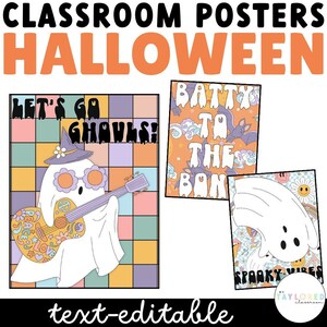 Halloween Retro Groovy Classroom Posters | Halloween Classroom Posters ...