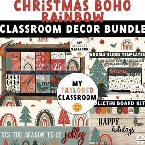 Christmas Boho Rainbow Classroom Decor Bundle - Etsy
