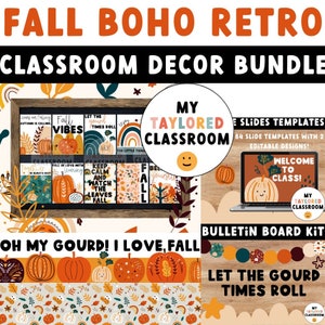 Fall Boho Retro Classroom Decor Bundle - Etsy