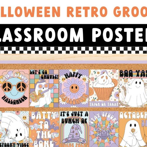 Halloween Retro Groovy Classroom Posters Halloween Classroom - Etsy