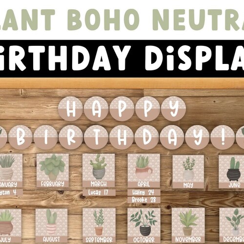 Plant Boho Neutral Birthday Display Plant Classroom Decor - Etsy