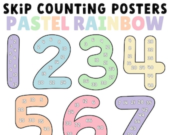 Pastel Rainbow Skip Counting Posters Pastel Rainbow Classroom Decor ...
