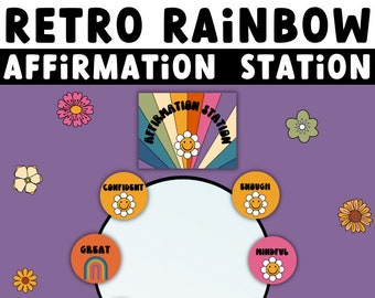 Retro Classroom Affirmation Station L Groovy Student Affirmation for ...