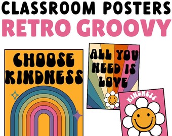 PRINTABLE Wall Art | RETRO Groovy Classroom Motivational Posters ...