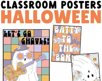 Halloween Retro Groovy Classroom Posters | Halloween Classroom Posters ...
