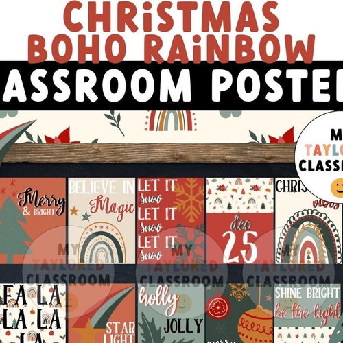 Christmas Boho Rainbow Classroom Posters - Etsy