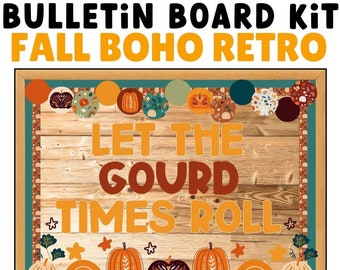 Fall Boho Retro Bulletin Board Kit or Door Decor | Fall Classroom Decor ...