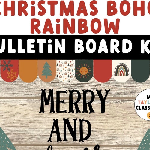 Christmas Boho Rainbow Bulletin Board Kit - Etsy