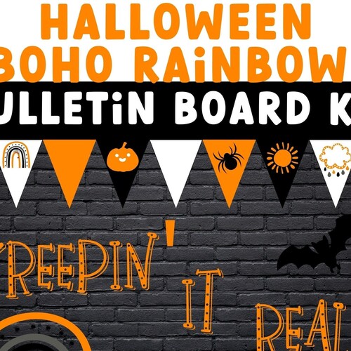 Halloween Retro Groovy Bulletin Board Kit or Door Decor - Etsy