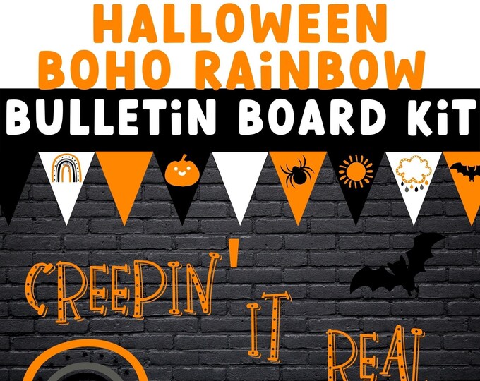 Halloween Boho Rainbow Classroom Posters | Halloween Classroom Decor ...