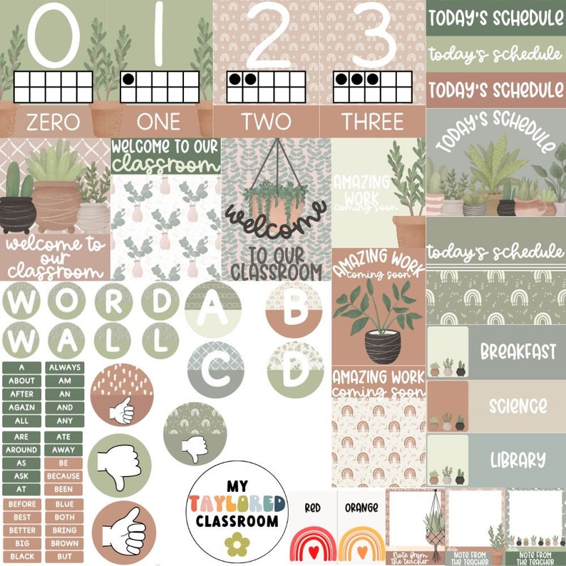 Plant Boho Neutral Classroom Decor Bundle Plant Classroom - Etsy
